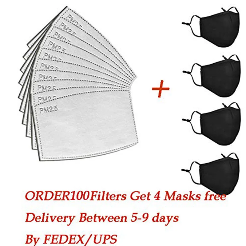 PM 2.5 Masks,5 Layers Black Activated Carbon Replaceable Mask ...
