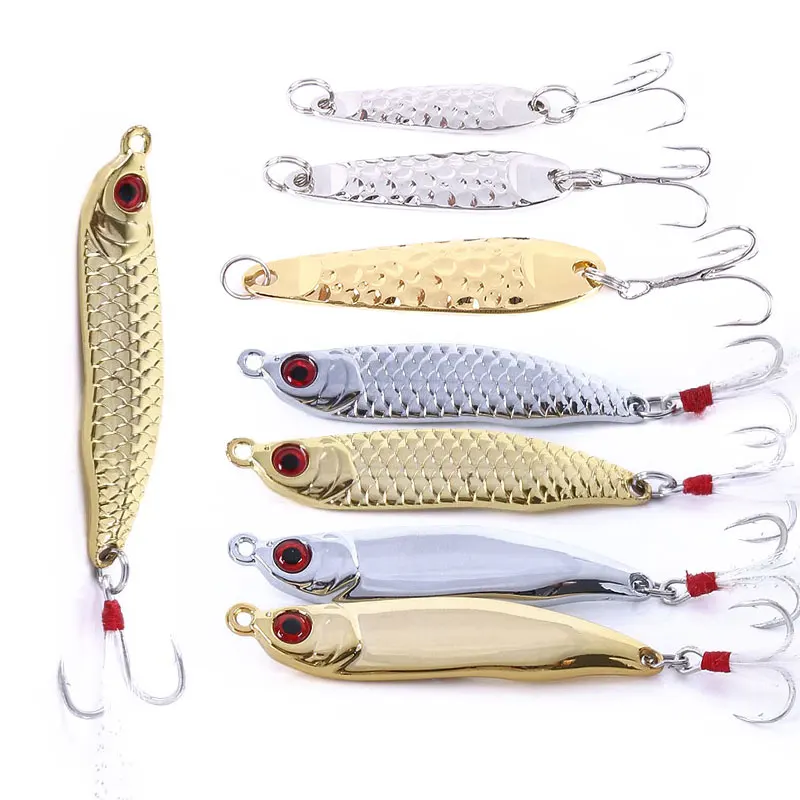 1Pcs 11g/16.5g/28.5g Sequined Gold/Silver Spoon Lure For Fishing Baits ...