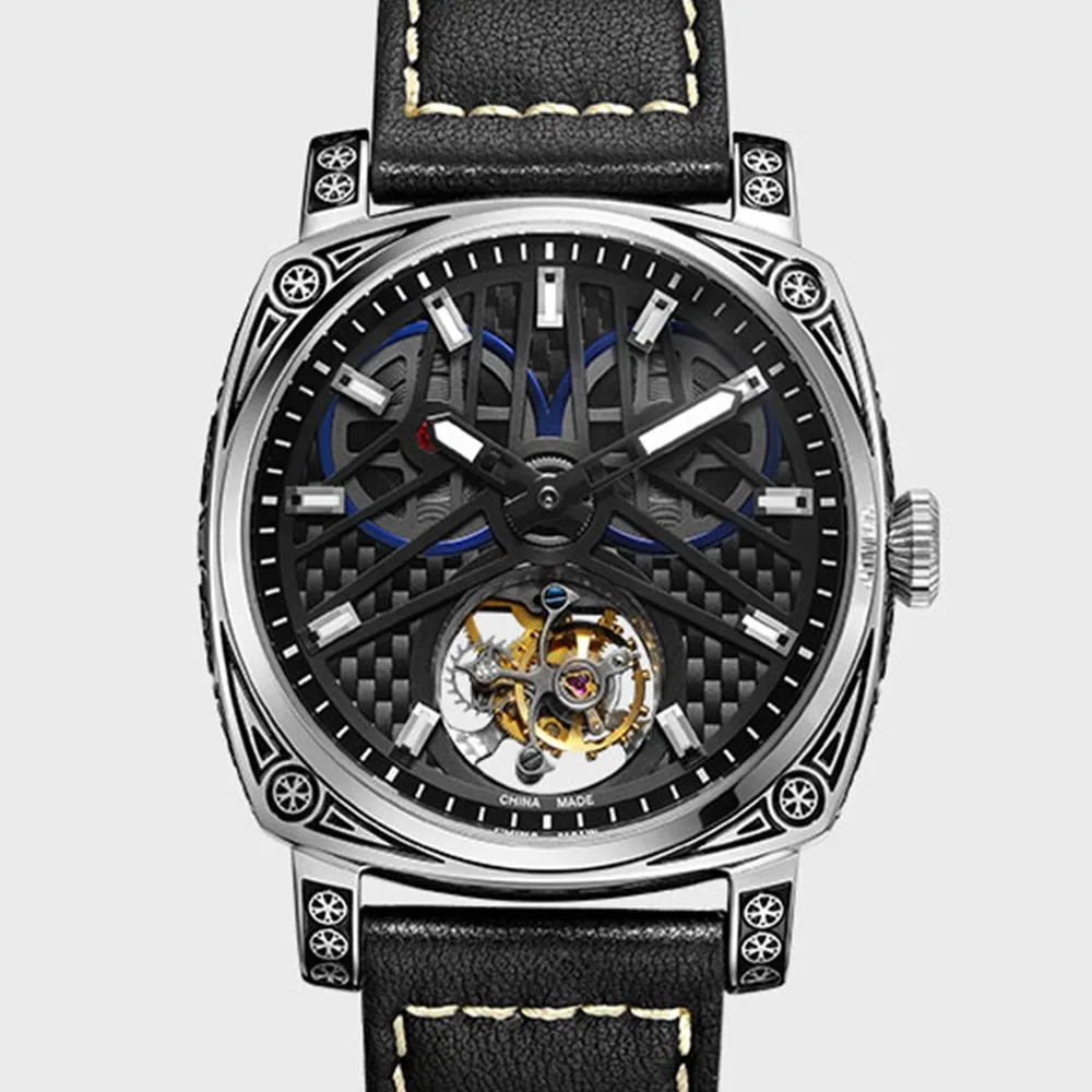 Men Real Tourbillon Watch Punk Skeleton Dual Sapphire ST8000 Seagull ...