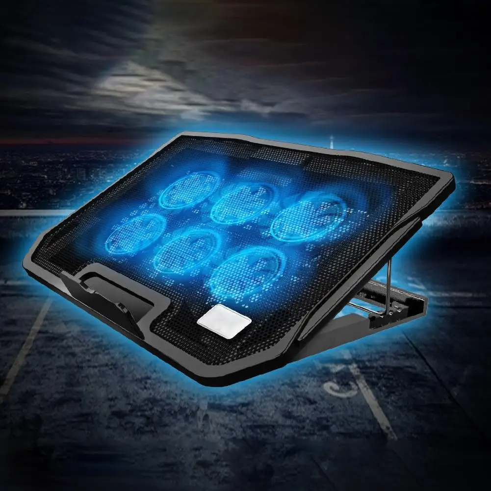2 USB Ports Six Cooling Fans Laptop Cooler Pad Notebook Stand for 14/15 ...