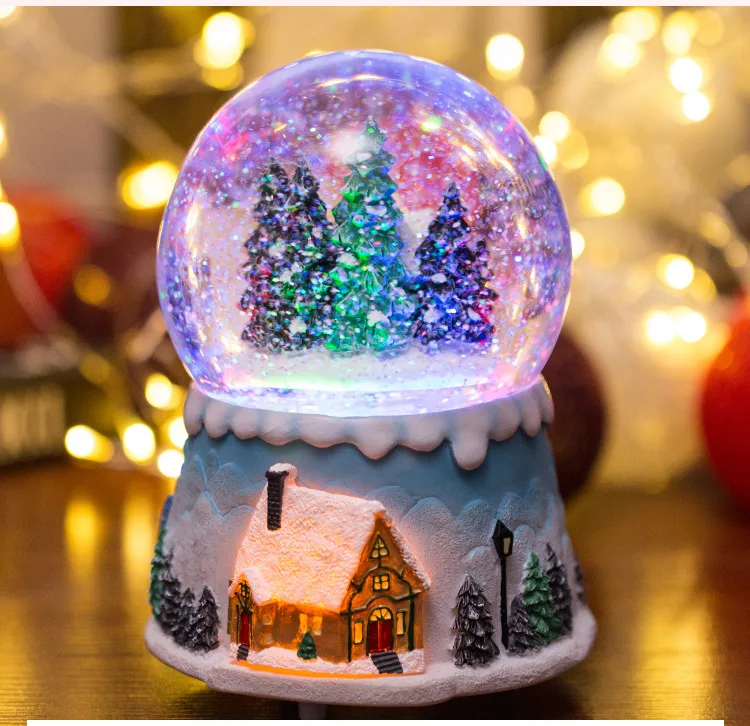 Free shipping Christmas Snowhouse Crystal Ball Music Box Automatic ...