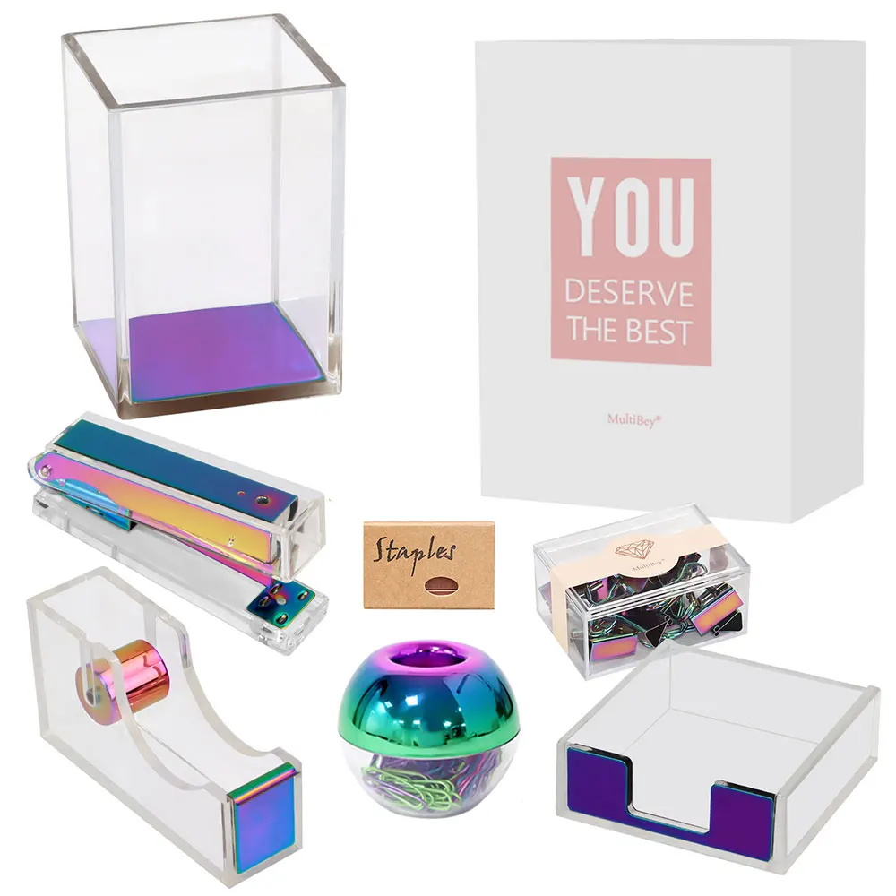 Home-Office-Rainbow-Desk-Accessories-Organizer-Set-Desktop-Stationary ...