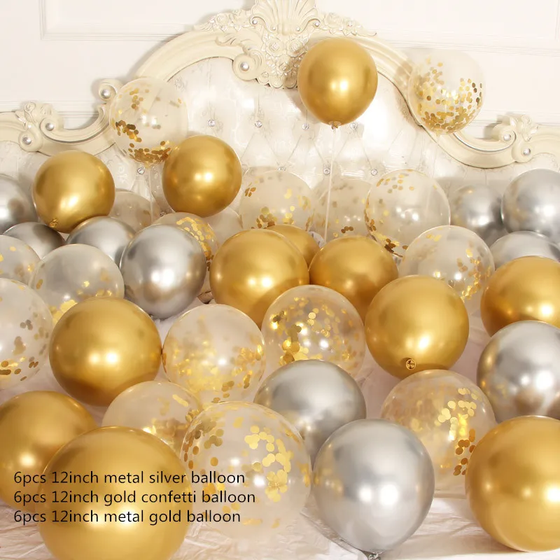 18 шт. металлические хромированные латексные шары золотого и ...