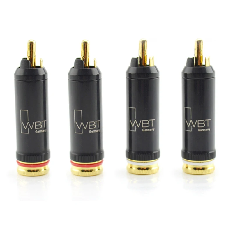 4 pçs WBT 0102Cu banhado a ouro rca plug 99.998% cobre puro rca plug ...
