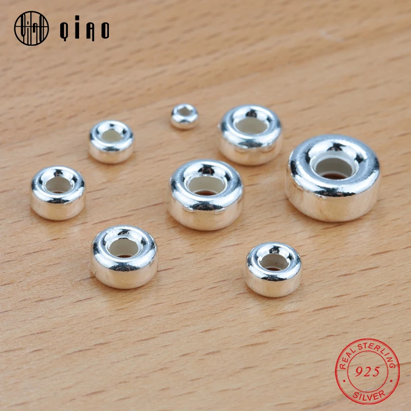One Piece 925 Sterling Silver Beads Silver 925 Spacer Beads Round ...