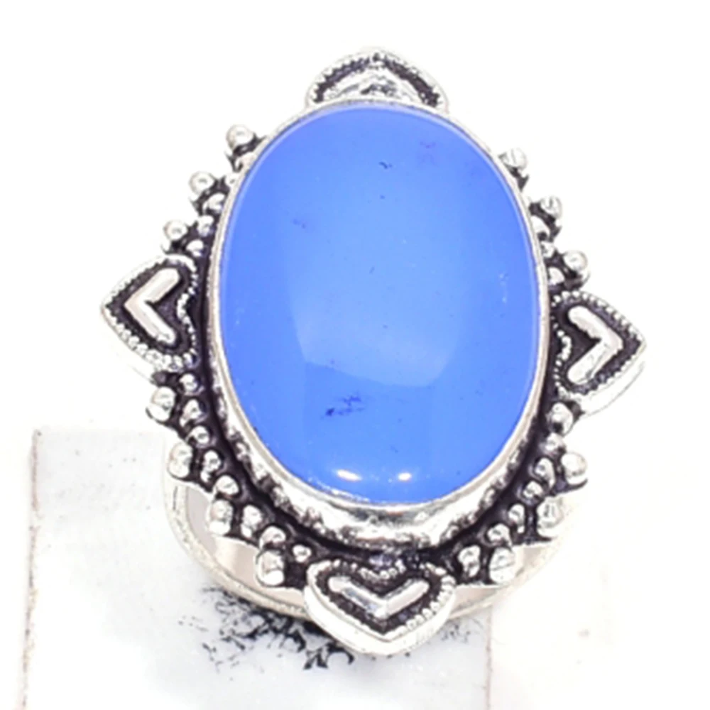 Anillo-de-Calcedonia-azul-aut-ntica-superpuesta-sobre-cobre-regalo-de ...