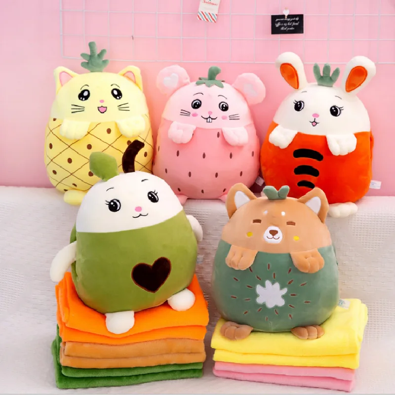 Plush Toys Strawberry Shaped Doll With Blanket Stuffed Toys Throw ...