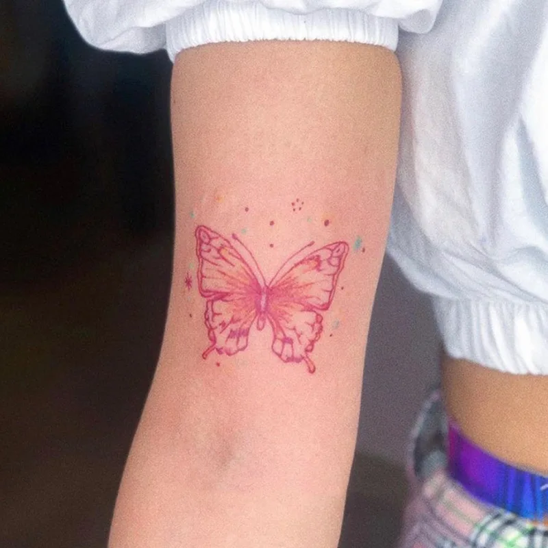 White Ink Butterfly Tattoo
