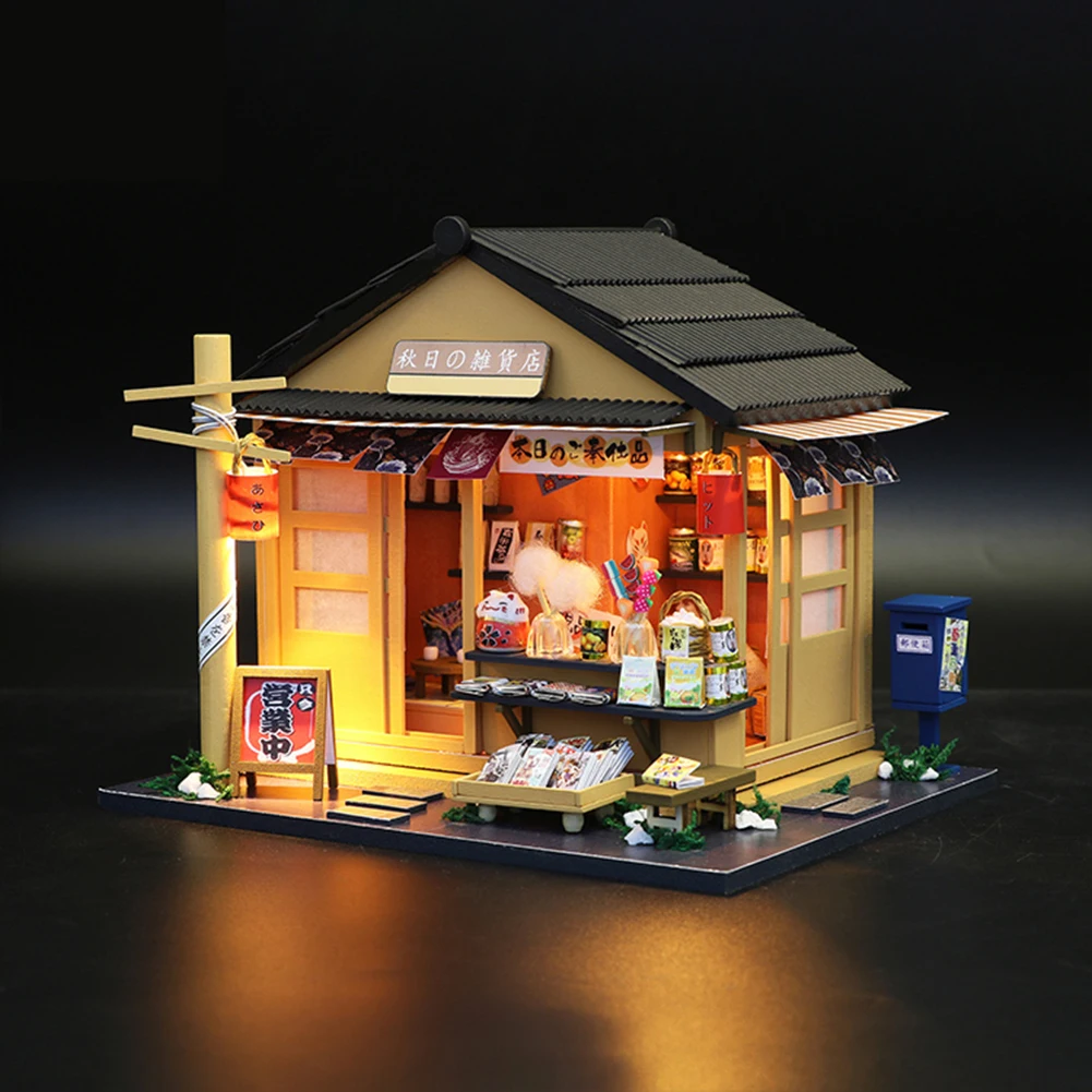 Wooden-DIY-Doll-House-Model-Miniature-Figurines-DIY-Japanese-Grocery ...
