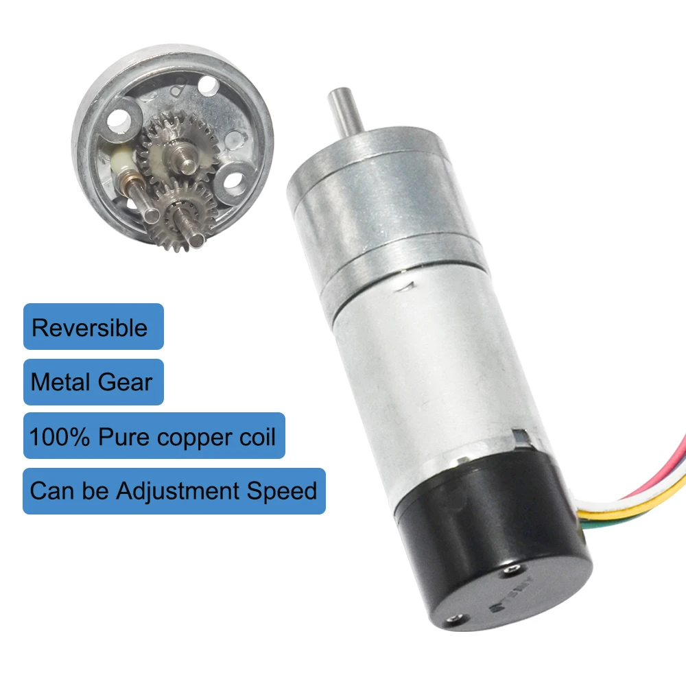 25GA370H 24V DC 12V Motor de engranaje con doble canal Encoder para DIY ...