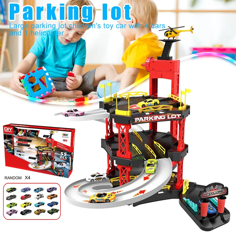 뜨거운 판매 자동차 장난감 대형 주차장 차고 Playset 헬리콥터 교육 어린이 어린이위한다이캐스트 And 장난감 차