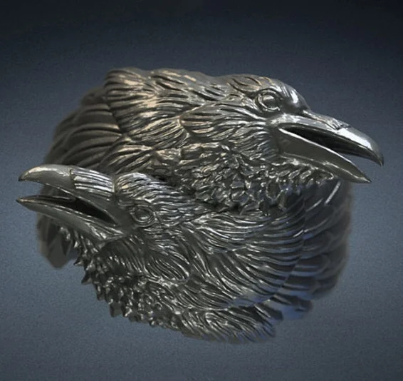 Nordic-myth-two-crow-rings-European-retro-silver-plated-knowledge ...
