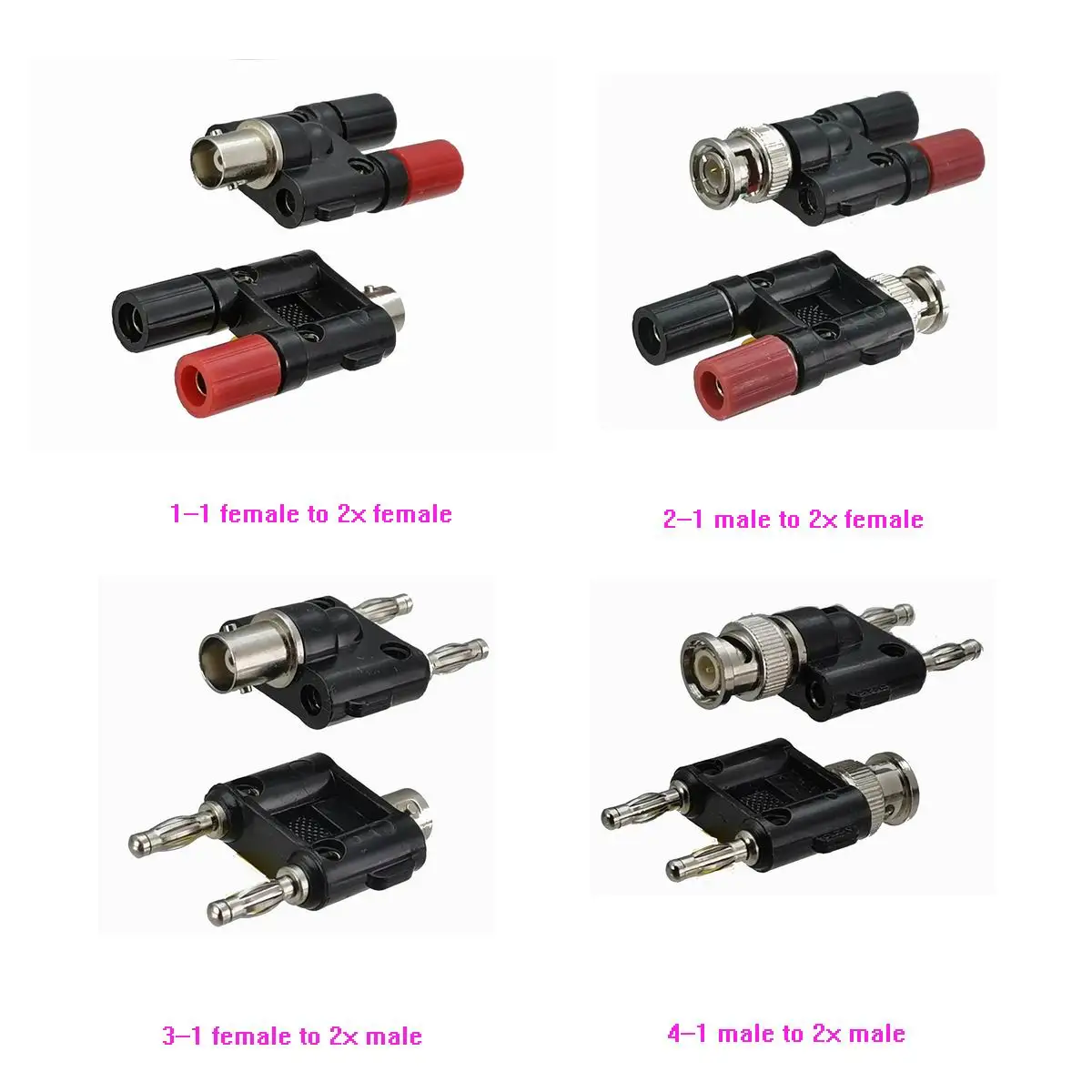 1pcs-Adapter-Connector-BNC-to-2-Dual-Banana-Male-Plug-Female-Jack-RF ...