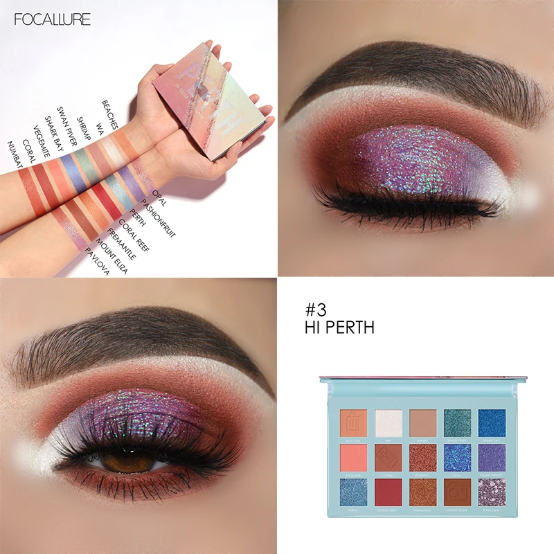 Focallure Glitter Eye Shadow Palette Professional Pigmented Powder ...