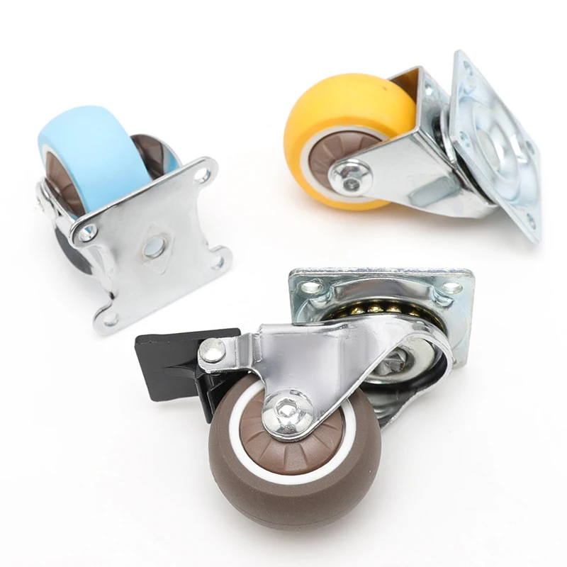 2PCS MX Furniture caster soft rubber universal wheel,mute one-way wheel ...