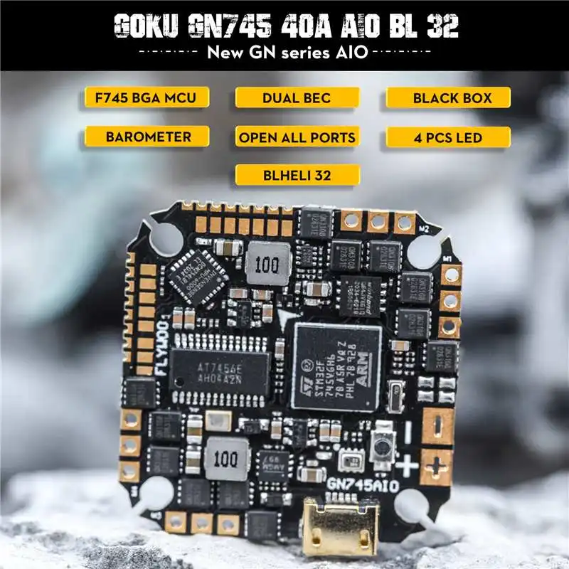 Flywoo GOKU GN F745 AIO 2 6S Flight Controller 40A Blheli_32 ESC 600MW ...