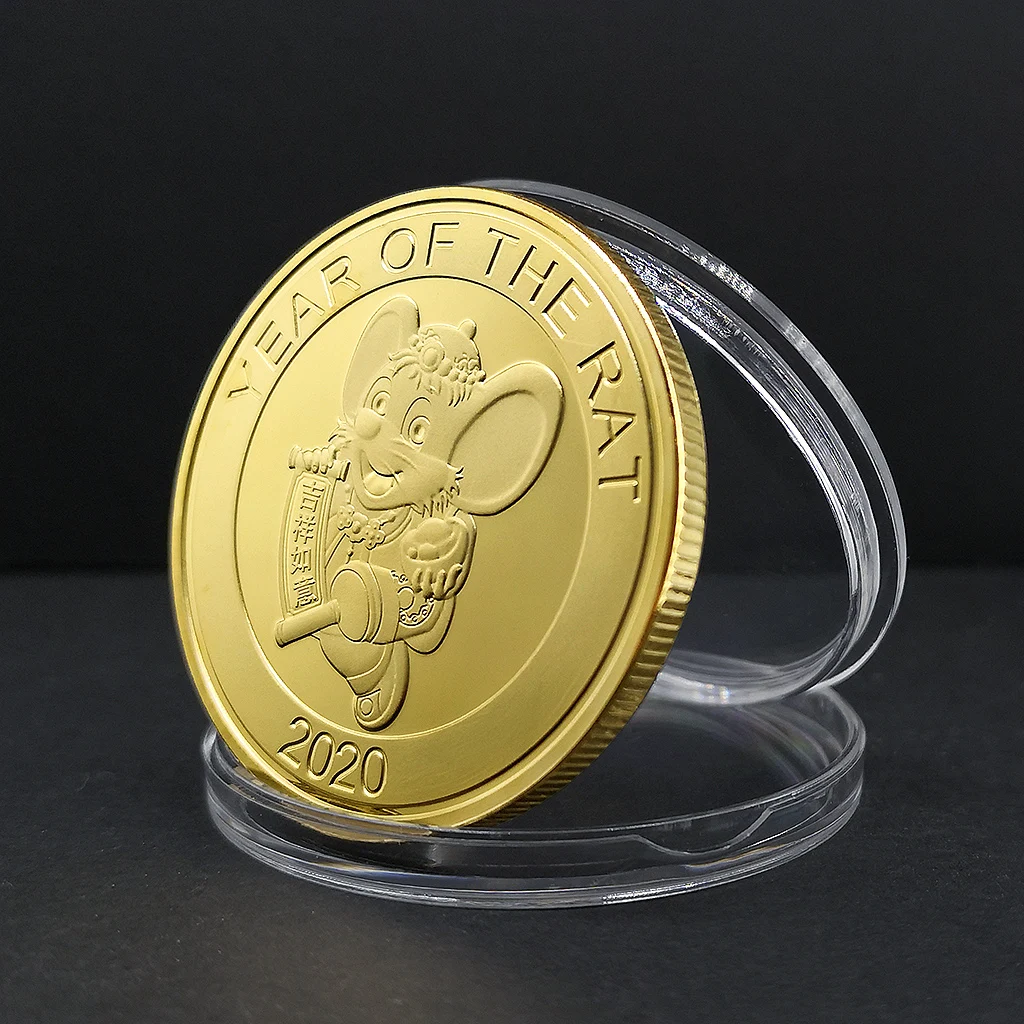 Year of the Rat Mouse Gold Coin Chinese Zodiac Souvenir Challenge ...