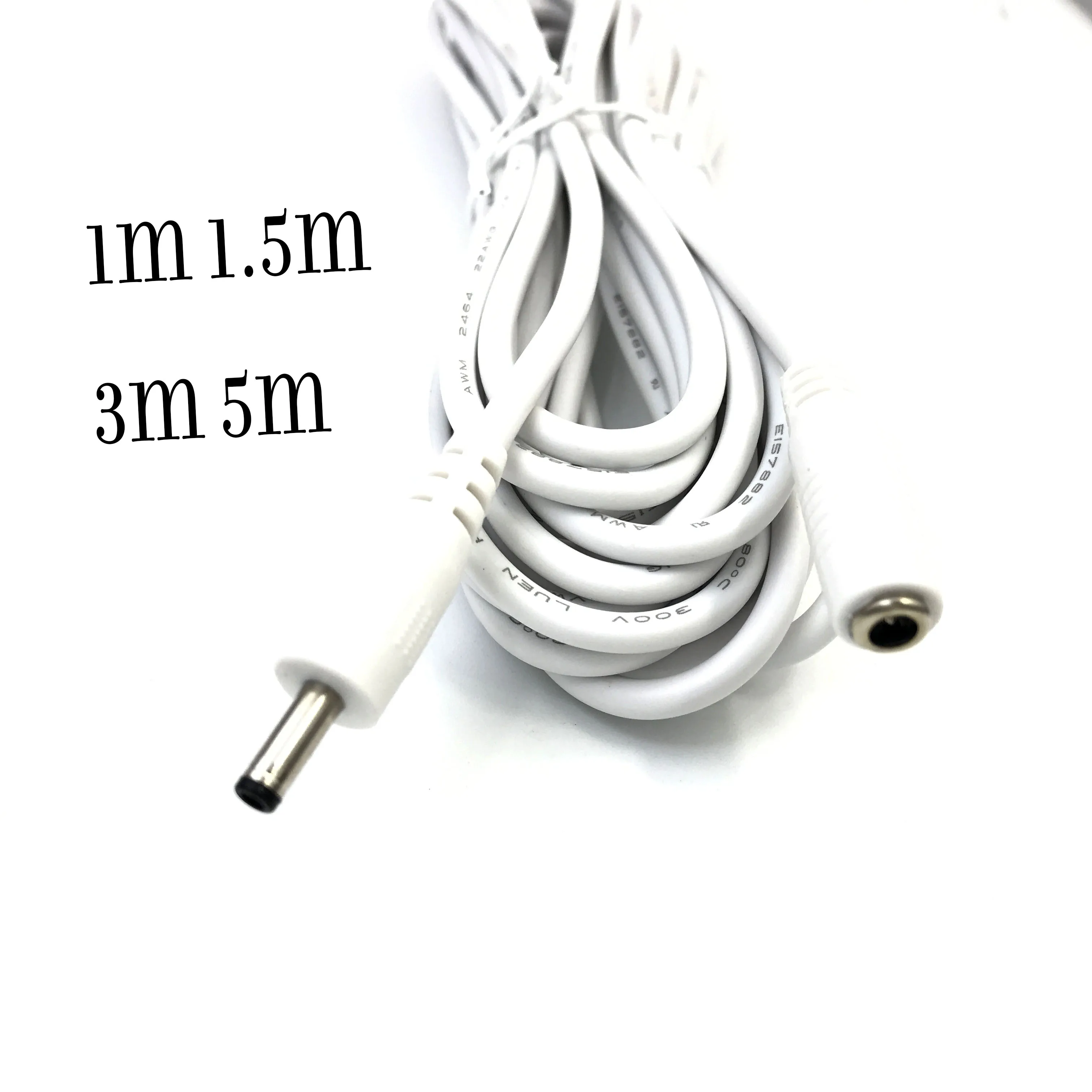 White 5V DC Power Extension Cable DC3.5*1.35 Female To Male Plug Power ...