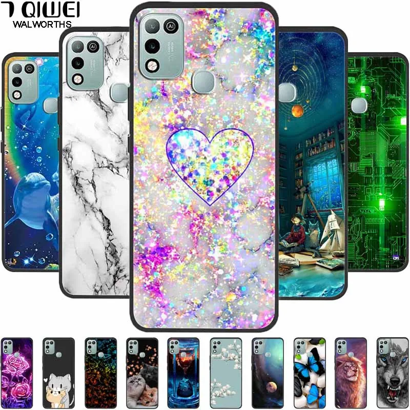 Infinix Hot 11 Play Case 용 Infinix Hot 10 용 충격 방지 실리콘 소프트 새 전화 케이스 Play ...