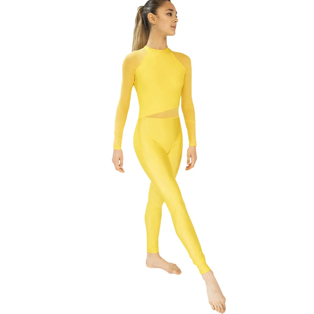 Yellow-Nylonlycra-Mesh-Long-Sleeves-Turtleneck-Dance-Unitards ...