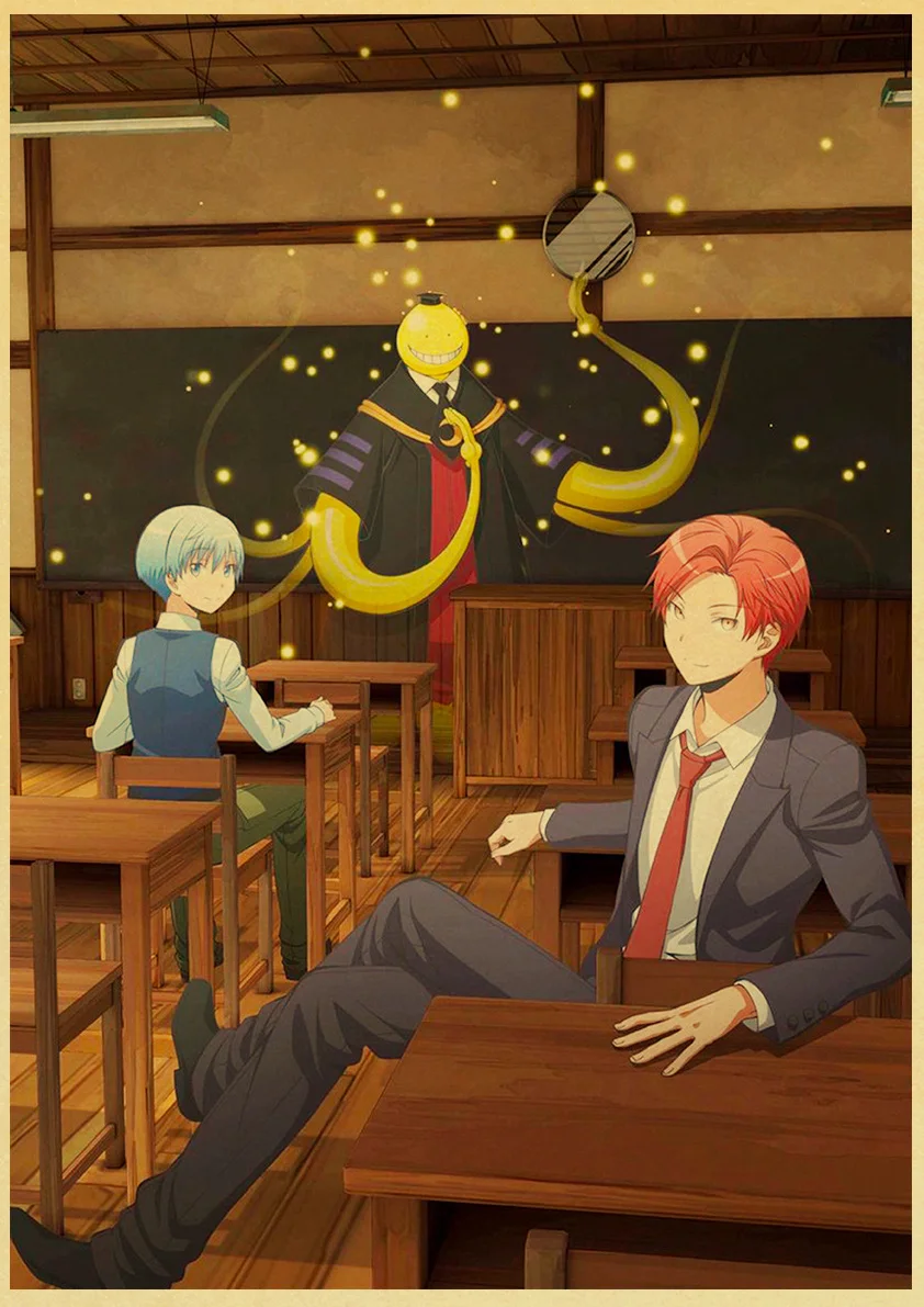Anime Assassination Classroom Retro Sticker Cosplay Wall Posters ...