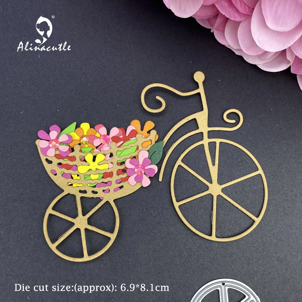 Alinacutle-Metal-Cutting-Die-Cut-Floral-Bike-Bicycle-Scrapbooking-Paper ...