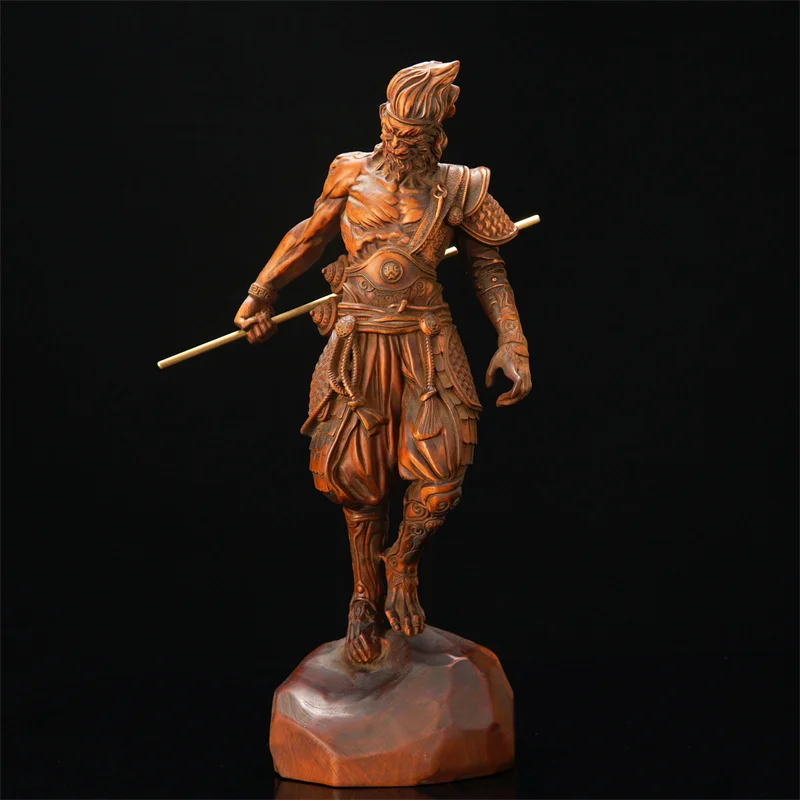 Fire Monkey King Wukong Wood Statue Chinese Doll Wood Carving Miniature ...