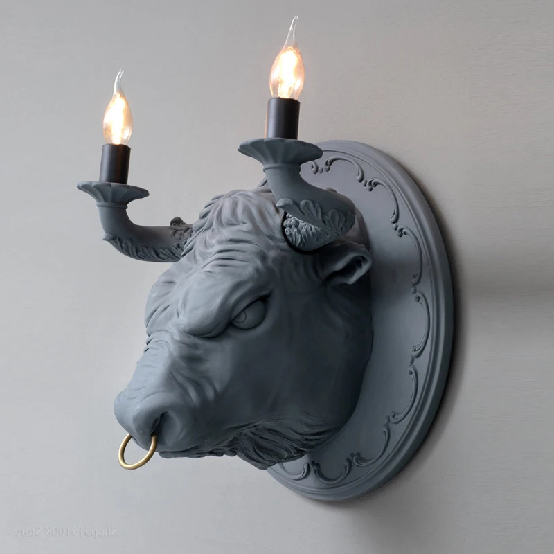 Bull-head-wall-lamp-living-room-wall-decor-bull-animal-Nordic-led ...