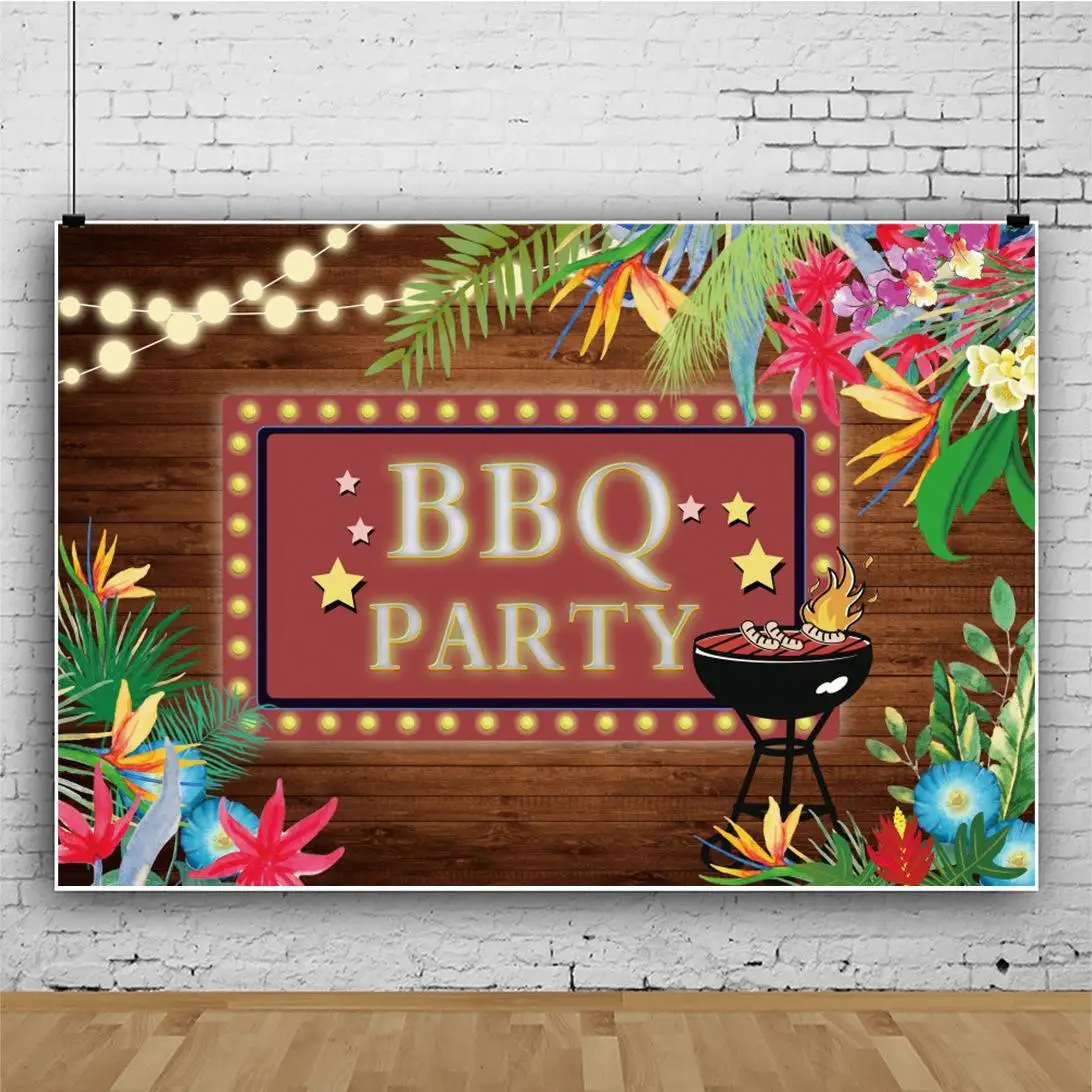 BBQ Friends Gathering Flowers Brown Planks Backdrops Photos Background ...