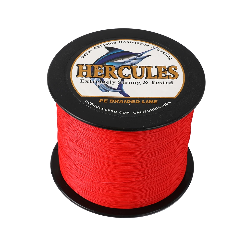 Hercules-Braided-Fishing-Line-Cord-Red-PE-Braid-4-Strands-100m-300m ...