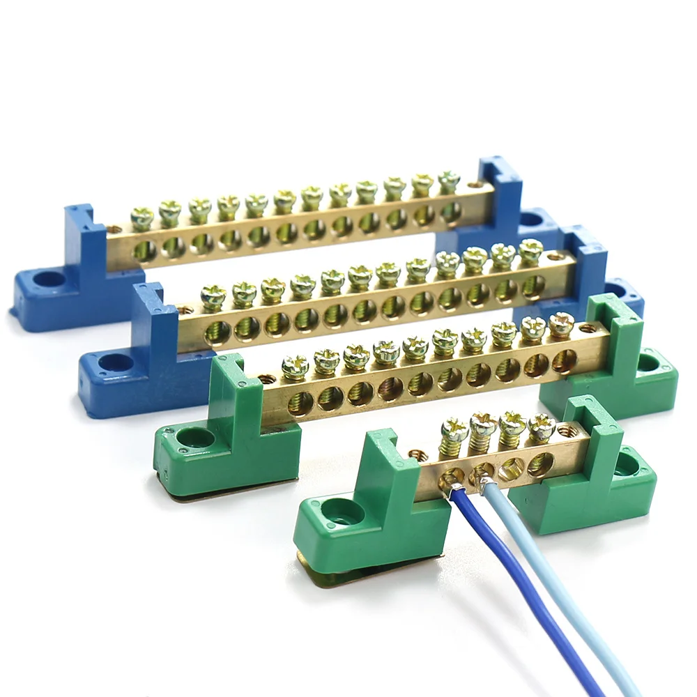 Copper-screw-terminal-block-bar-wiring-row-zero-ground-brass-strip ...