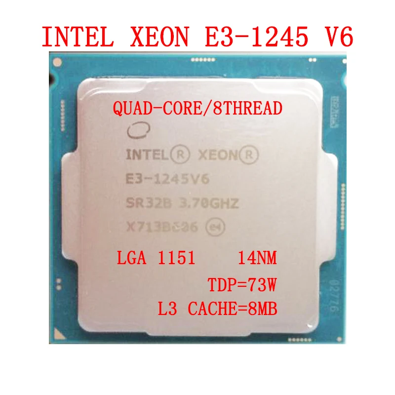 Intel xeon processador E3 1245 v6 e3 1245v6 8m cache, 3.70 ghz tdp 73w ...