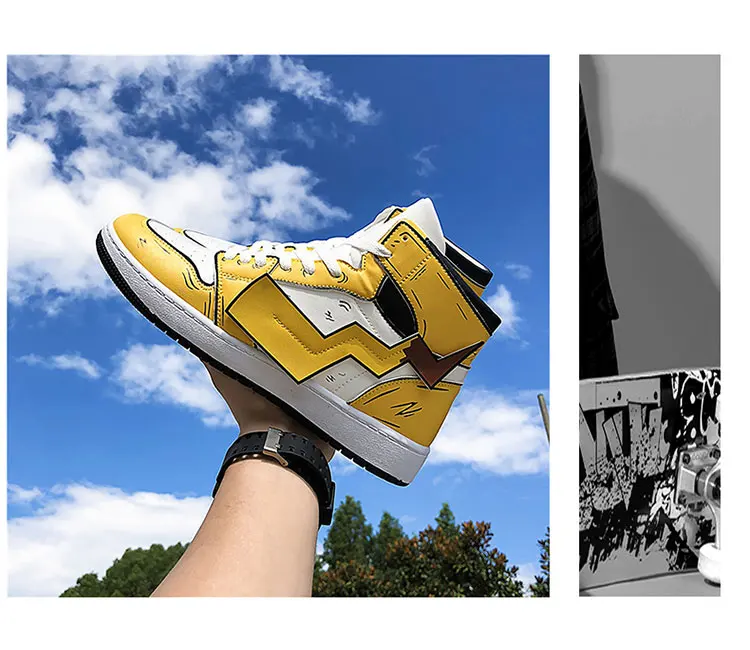 Pikachu Pokemon Anime Design Sneakers Shoes For Men - KawaiiMerch.com