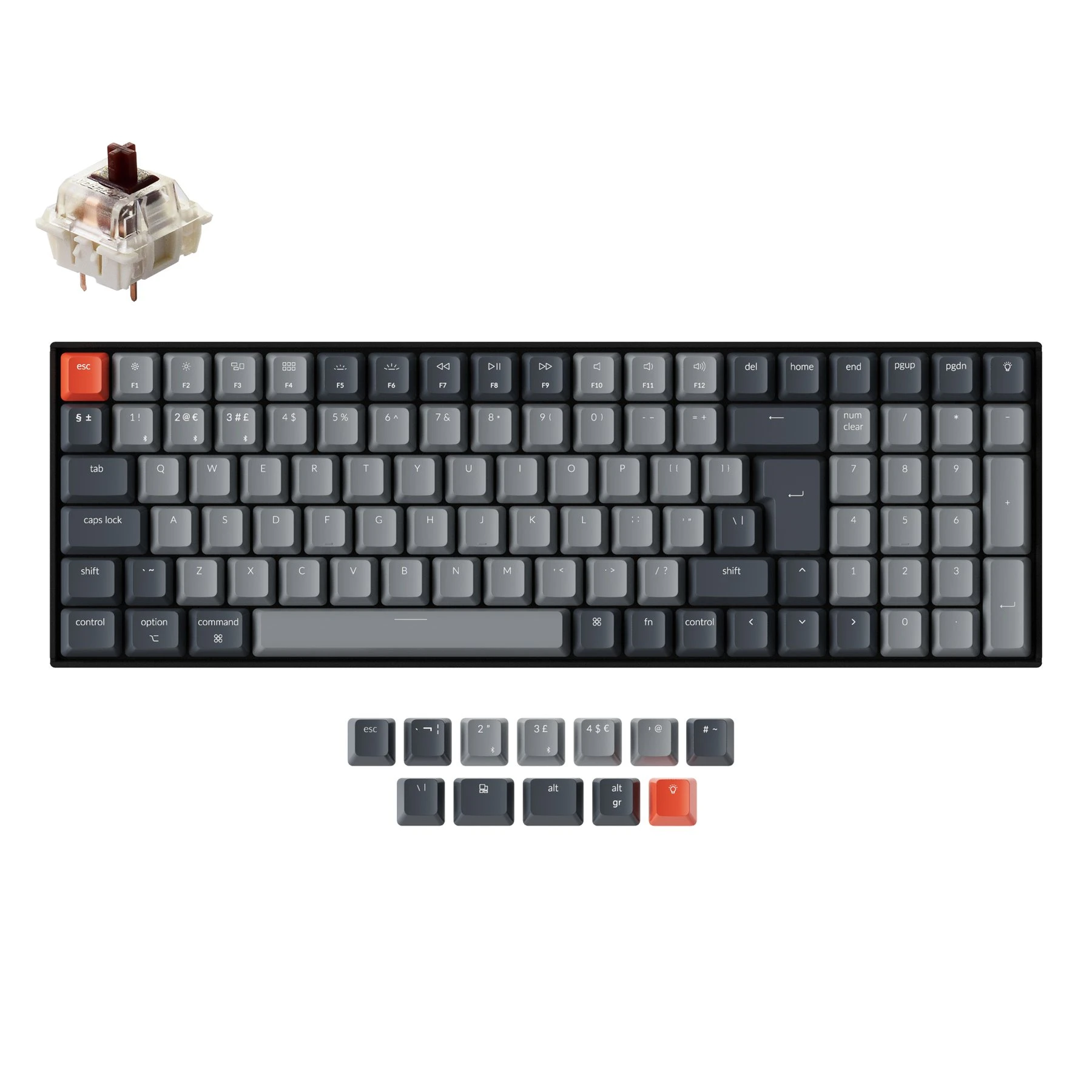 Keychron K4 A V2 UK Wireless คีย์บอร์ด (UK ISO Layout) W/สีขาว Backlit ...