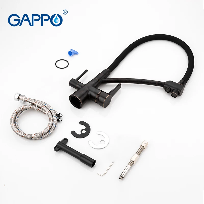 Gappo Fekete Tisztító Konyhai Csaptelepek Sárgaréz Ivóvíz Szűrő Mosogató Csaptelep Meleg Hideg ...