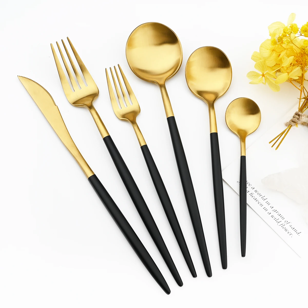 서양 매트 식기류 나이프 케이크 포크 커피 스푼 칼 세트 304 스테인레스 스틸 식기 세트 주방 Flatware 식기식기 세트