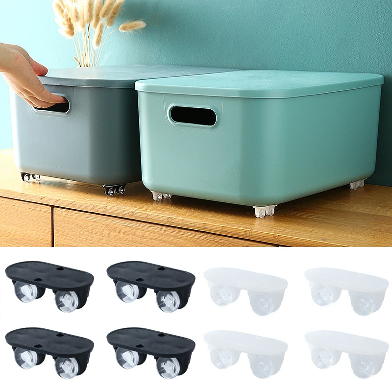 4pcs/set Adhesive Pulley Storage Box Casters Trash Can Self-adhesive ...
