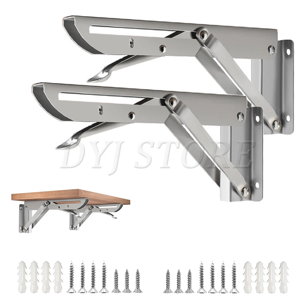 1-2-4-Pack-Heavy-Duty-Folding-Shelf-Bracket-Stainless-Steel-Wall ...