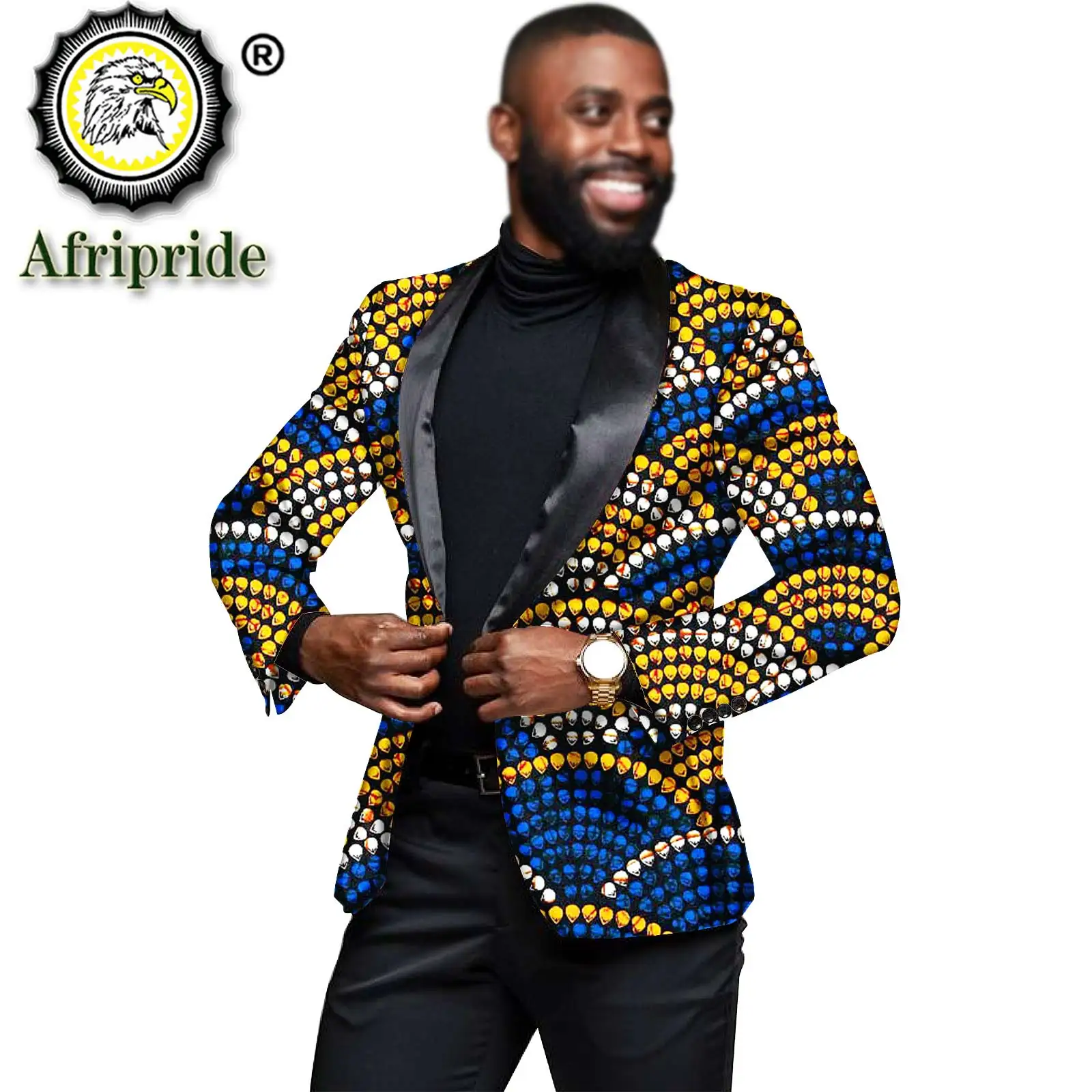 2020 Men`s Blazer African Print Jacket Coats One Button Slim Fit Floral ...
