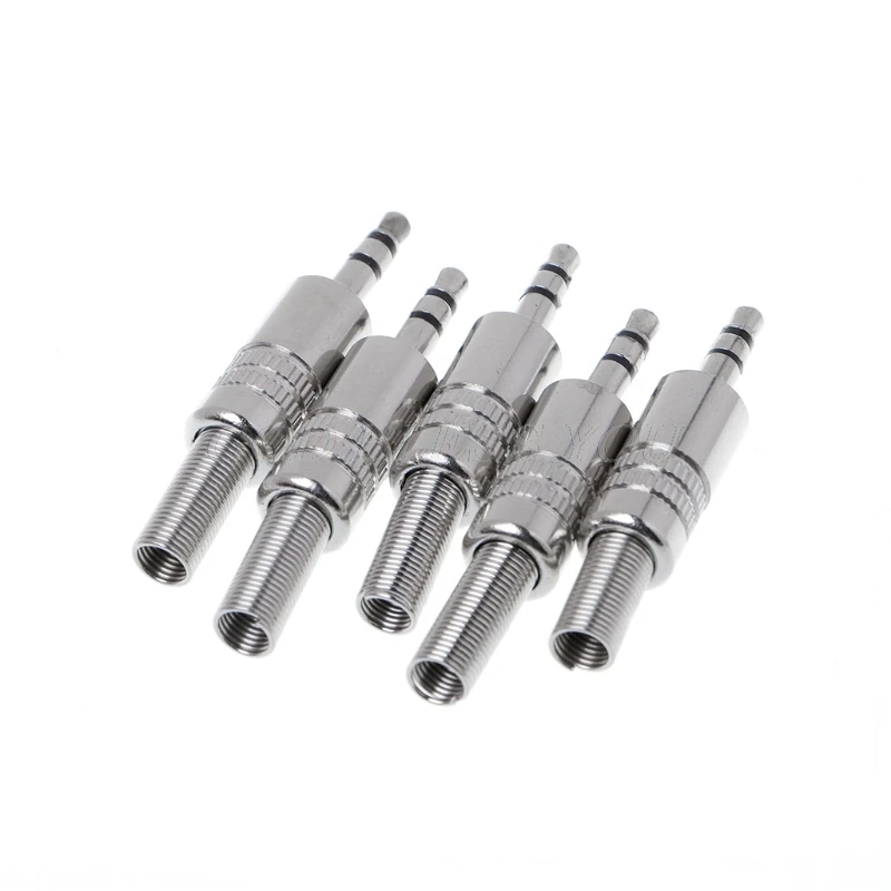 3.5mm 5 Pcs 3-pole Stereo Metal Plug Connector 3.5 Plug & Jack Adapter ...
