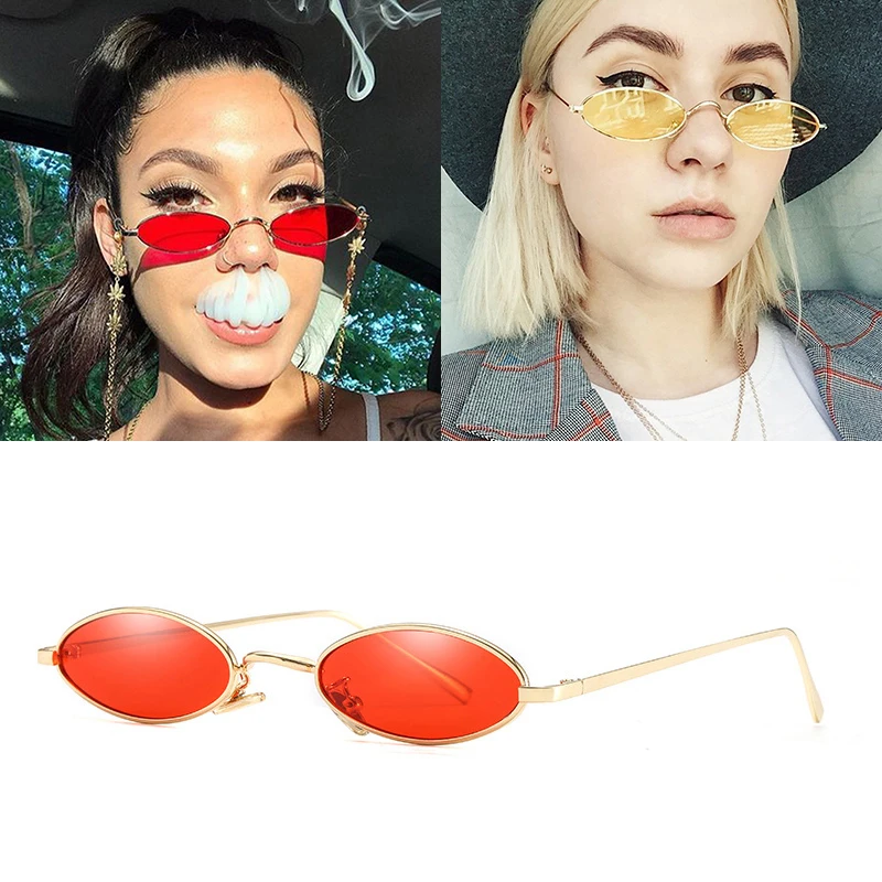 Gafas de sol ovaladas pequeñas de diseñador de marca de lujo para mujer ...