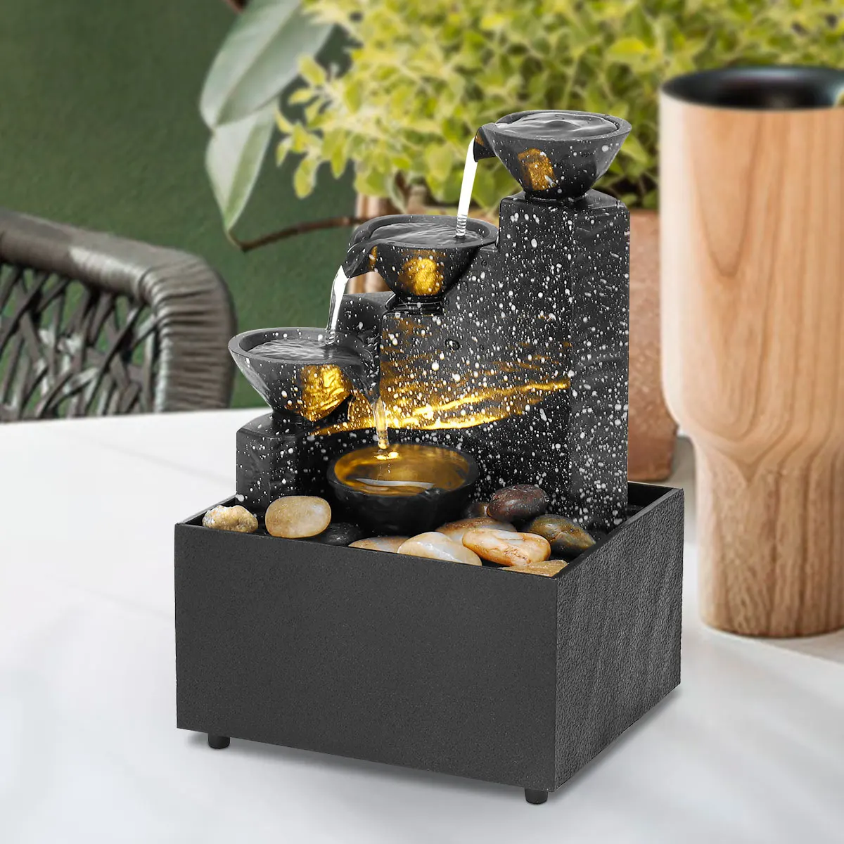 Rolling Ball Fountain SEINHIJO Indoor Table Water Fountain With LED ...