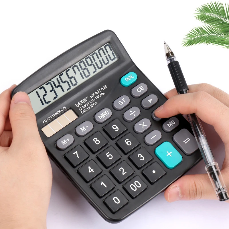 CALCULATRICE,1Pcs--Calculatrice solaire à 12 chiffres, batterie AA ...