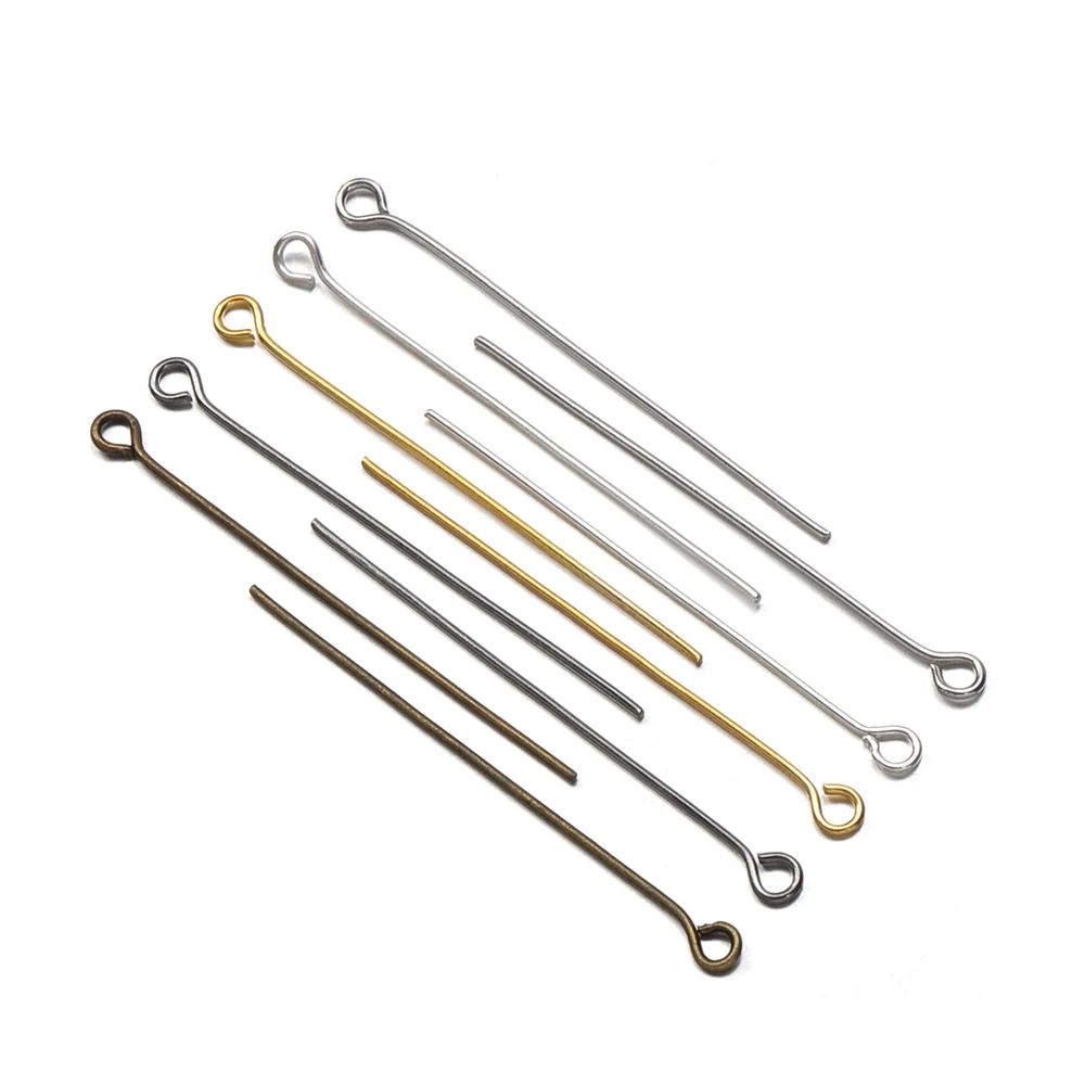 200pcs 18-40mm Metal Eye Head Pins Gold Bronze 5 Colors Eye Pins ...