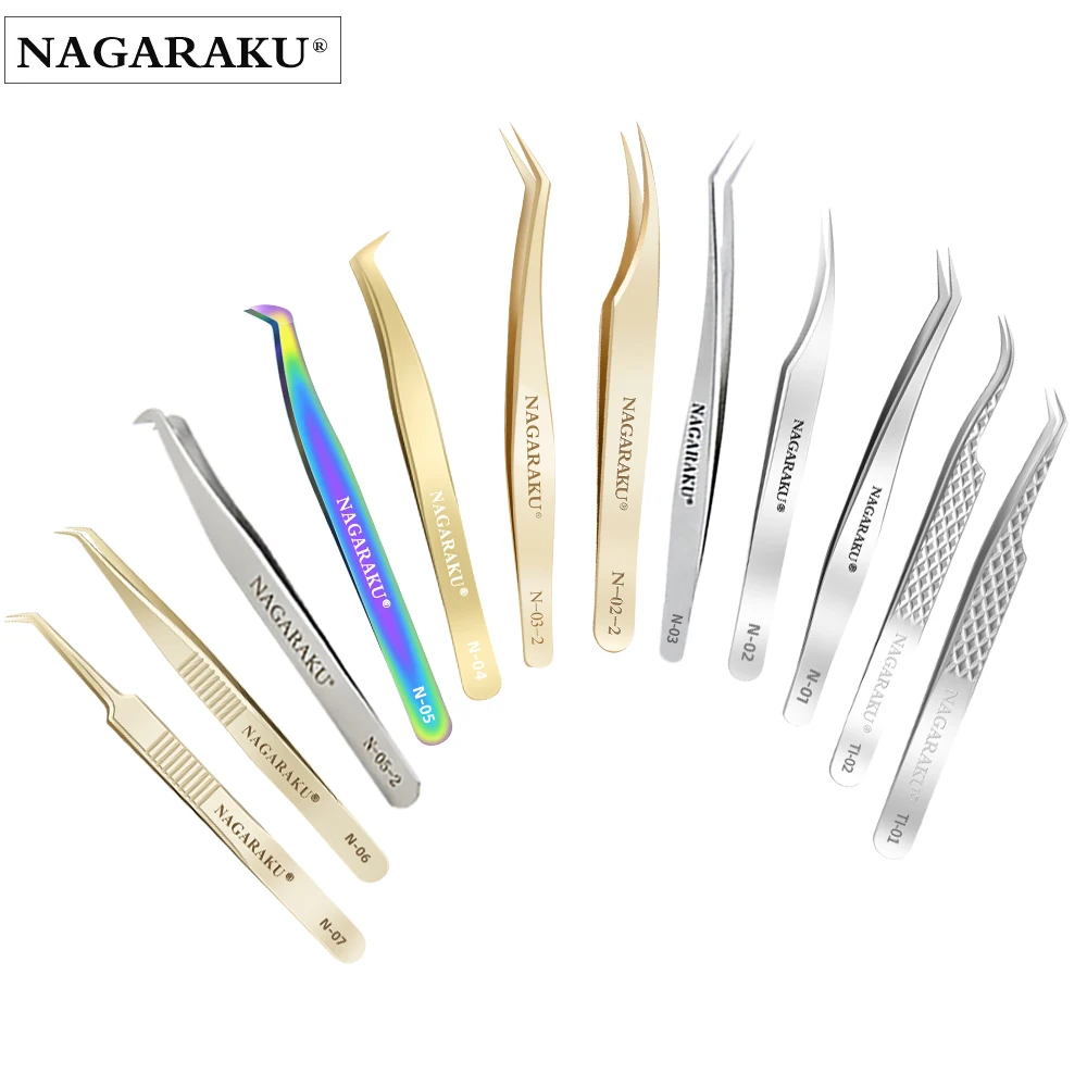 NAGARAKU stainless non magnetic eyelash extension tweezers false ...