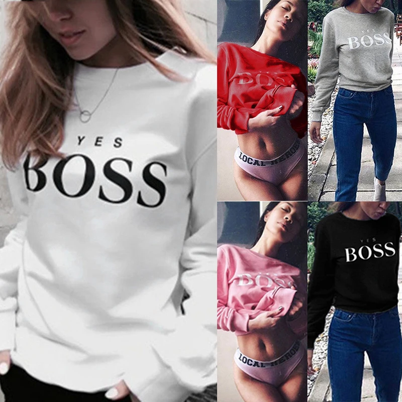 Свитшоты женские повседневные толстовки с капюшоном и надписью BOSS с ...