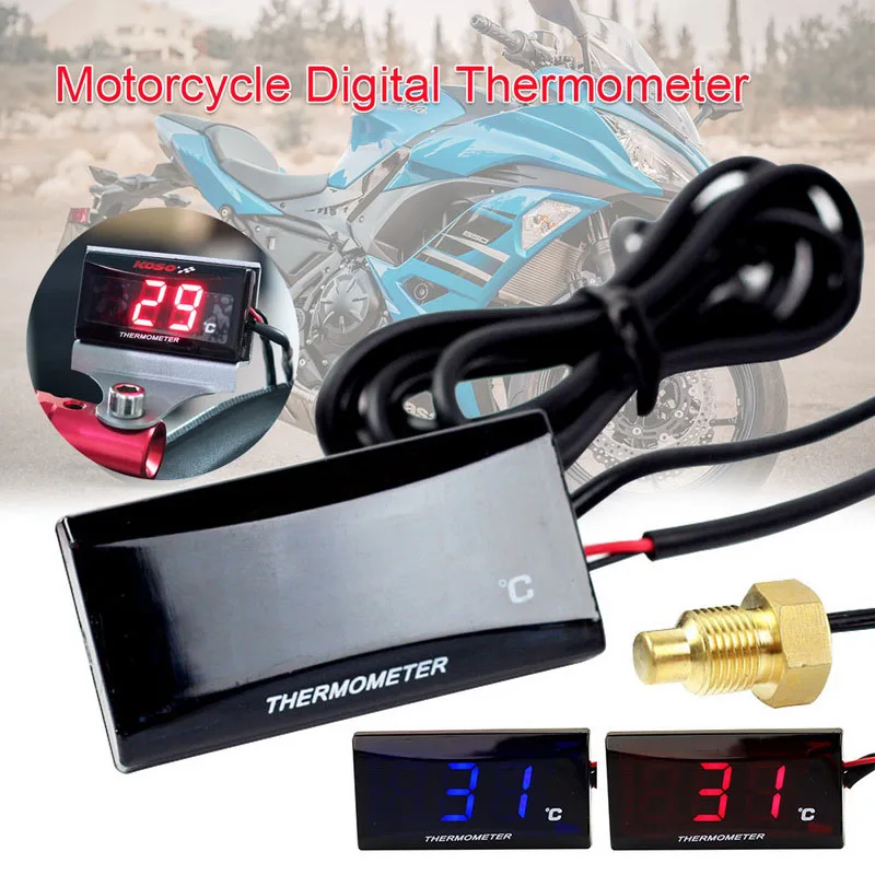 12V-LCD-Motorcycle-Digital-Thermometer-Water-Temp-Temperature-Gauge-W ...