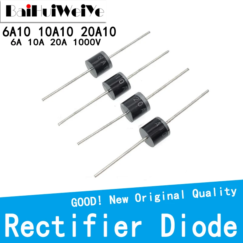 5PCS/LOT 10A10 6A10 20A10 R-6 DIP 6A 10A 20A 1000V Electrical Axial Rectifier Diode Charging ...