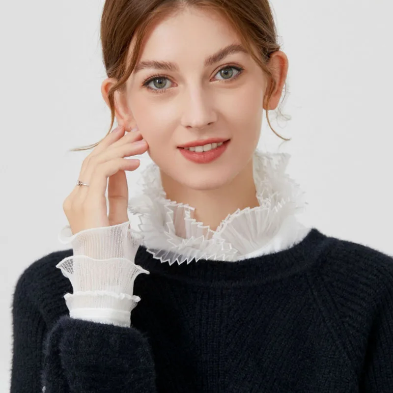 Ruffle Fake Collar Women Detachable Collars Fake Cuff White False ...