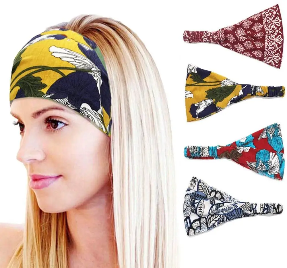 Boho Stirnband Breite Stirnbänder Elastische Bandeau Stretchy Bandana ...